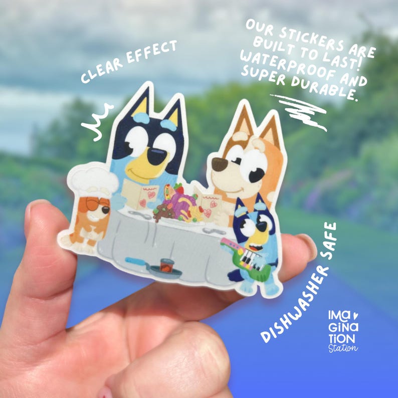 Bluey and Family Clear Glossy Sticker | Waterproof Vinyl Decal for ...
