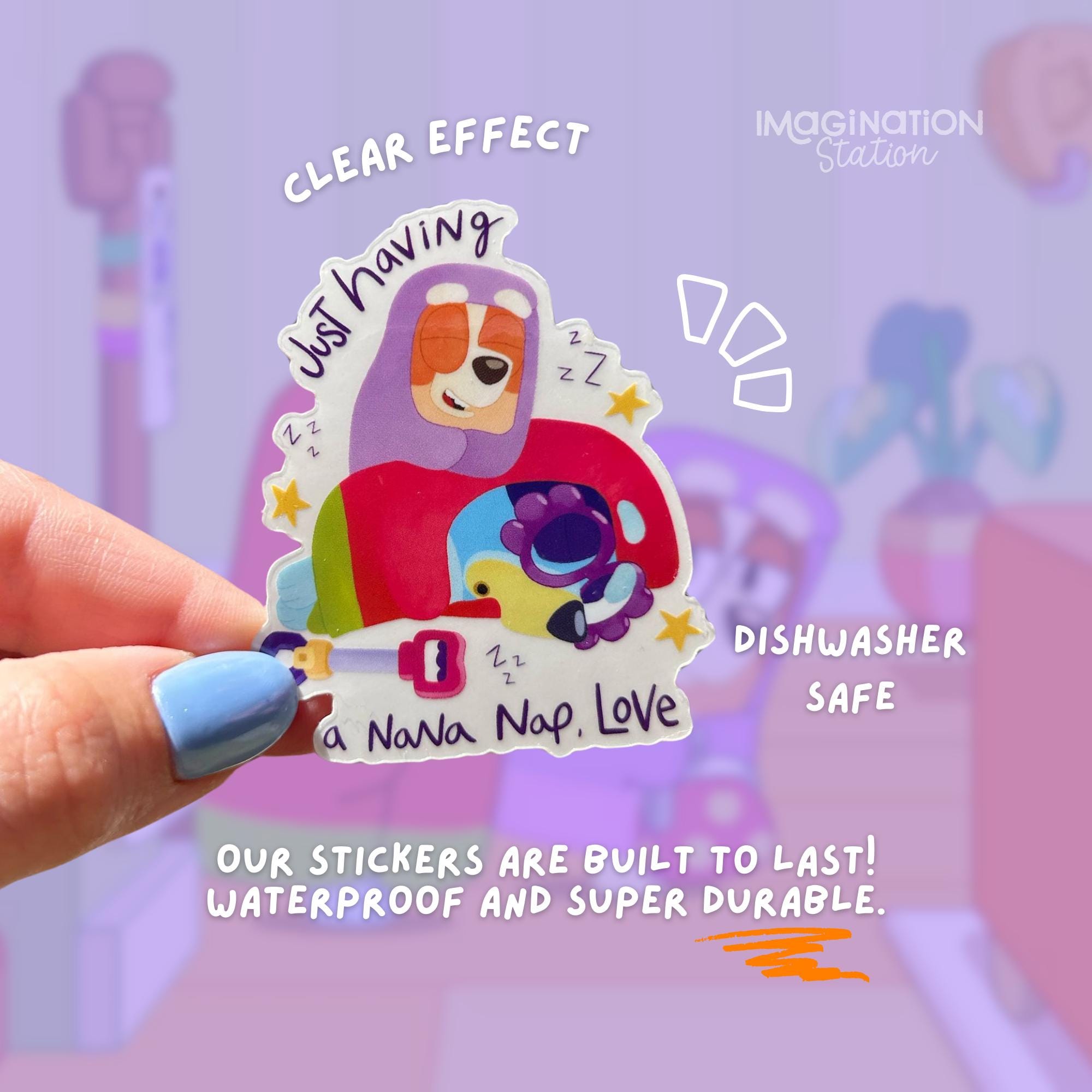 Bluey Nana Nap Sticker | Transparent Vinyl Decal for Laptop & Water ...