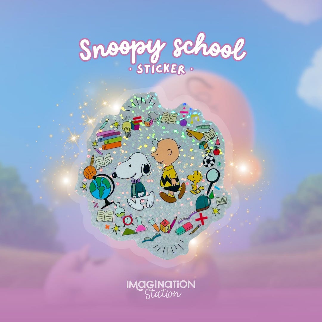Snoopy & Charlie Brown Teacher Sticker School Theme Glitter Glossy ...