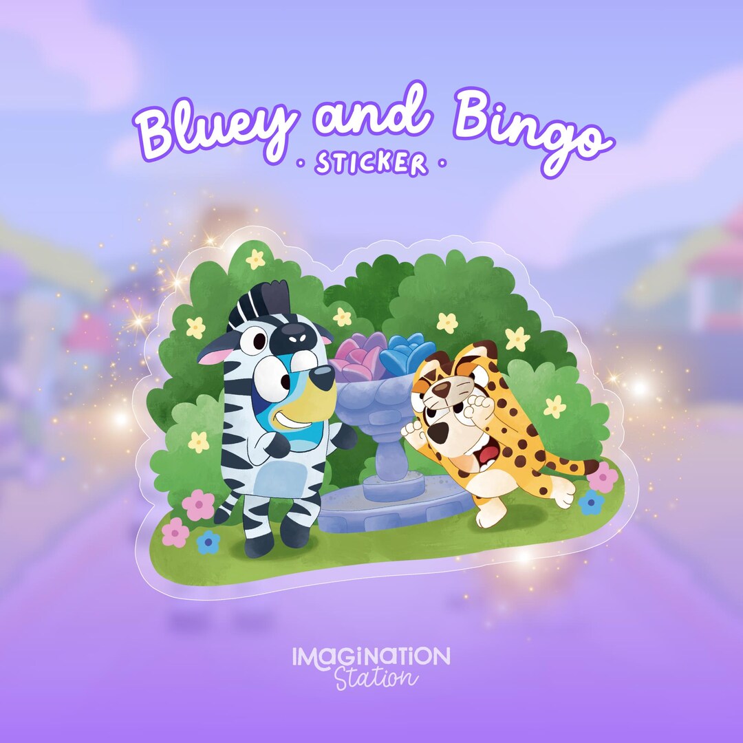 Bluey and Bingo Sticker, Waterproof Vinyl Animal Pajama Onesie Decal ...