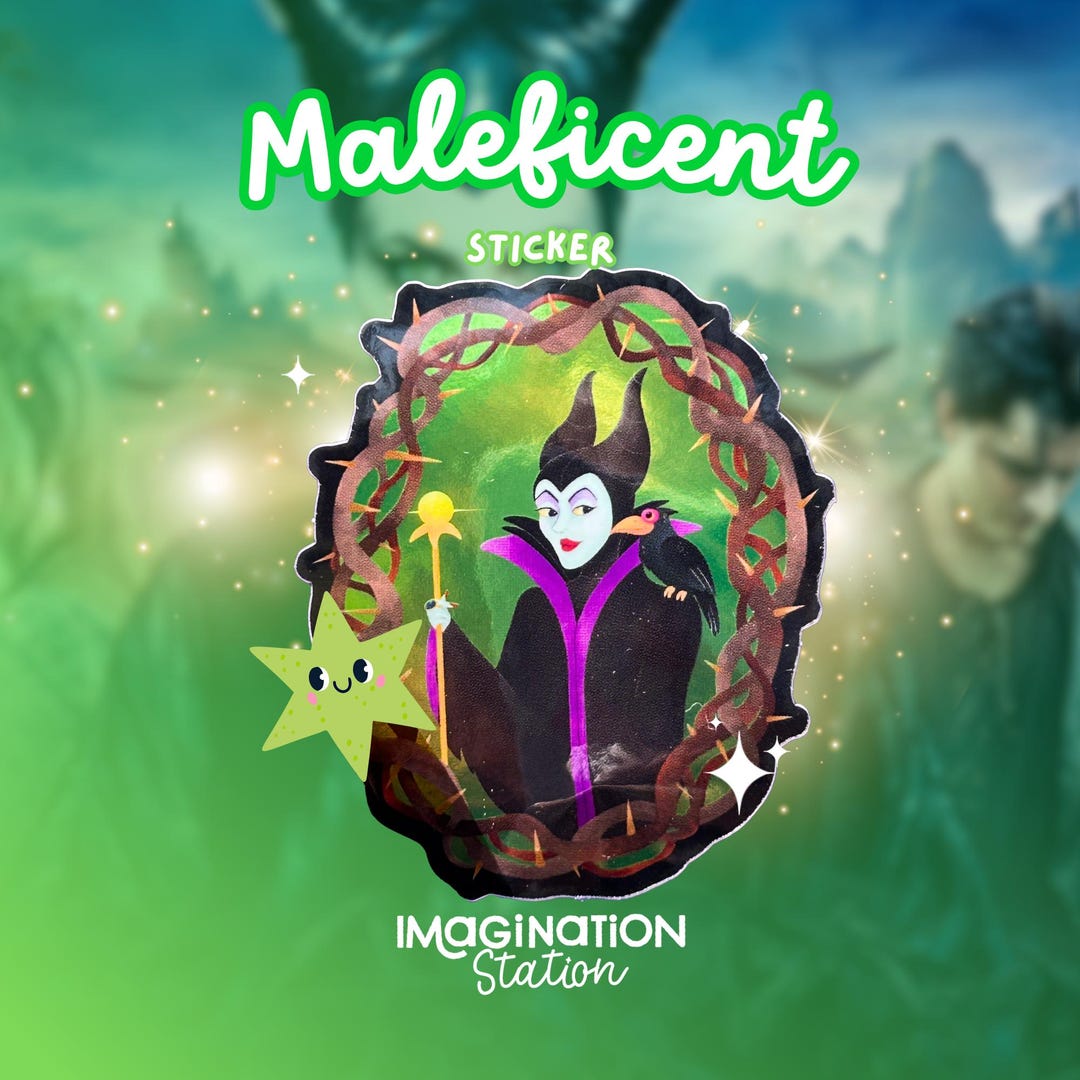 Maleficent Sticker Mirror Glossy Vinyl Decal Disney Villain Collection ...