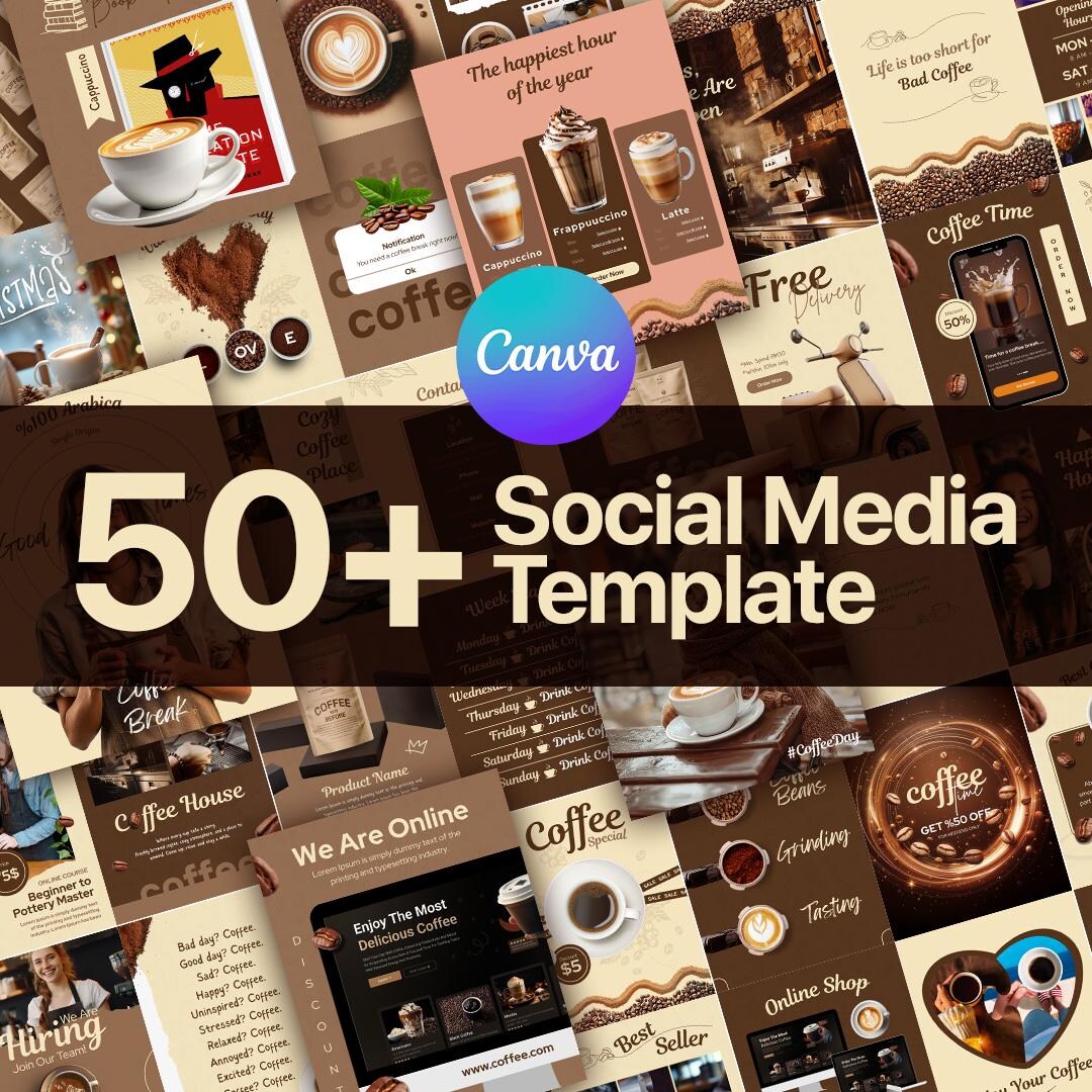 50 Coffee Instagram Templates | Cafe Social Media Canva Templates ...
