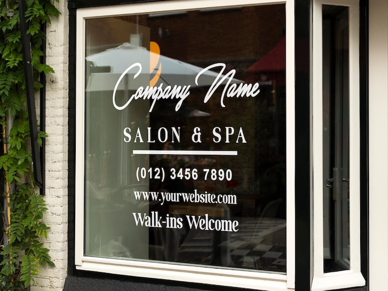 Personalized Window Sign - Your Company Name or Logo Storefront Vinyl ...
