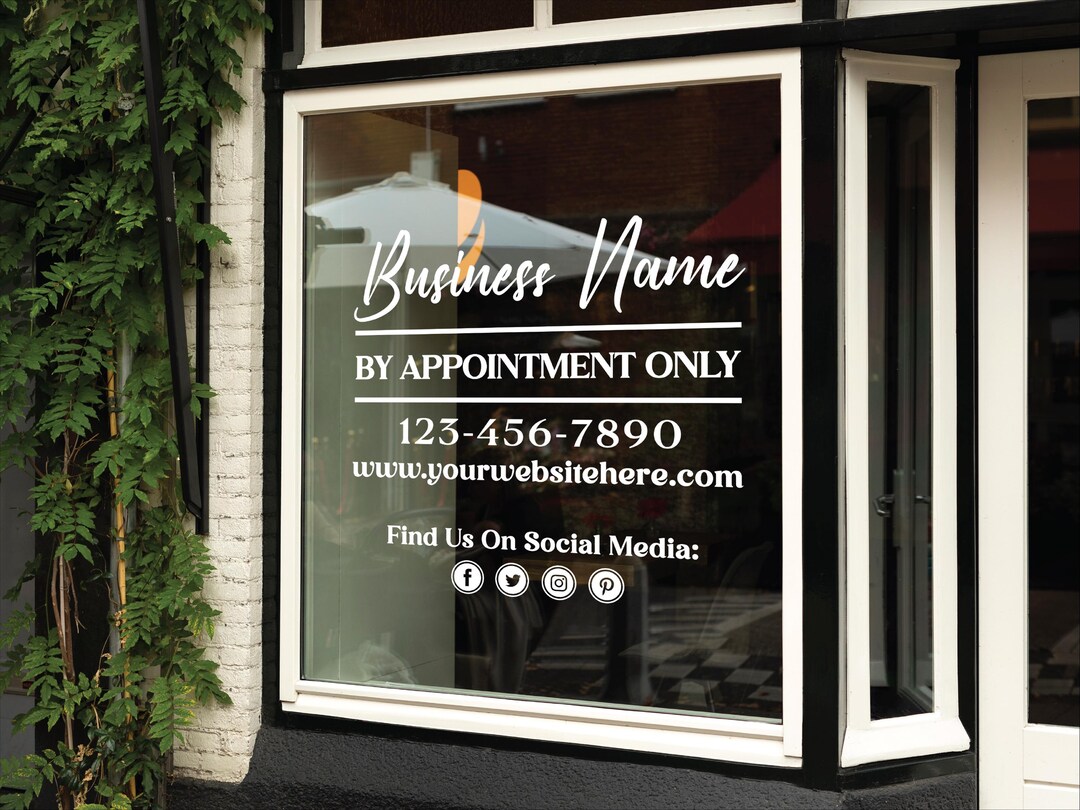 Custom Business Name Window Sign - Storefront Vinyl Sticker - Window ...