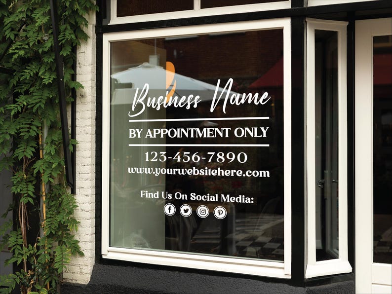 Custom Business Name Window Sign - Storefront Vinyl Sticker - Window ...