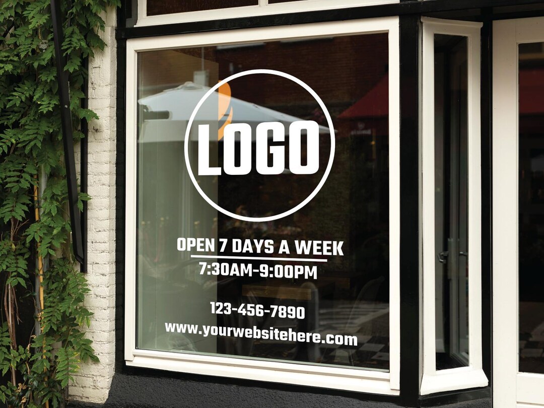 Personalized Window Sign - Your Company Name or Logo Storefront Vinyl Sticker Window Door ...