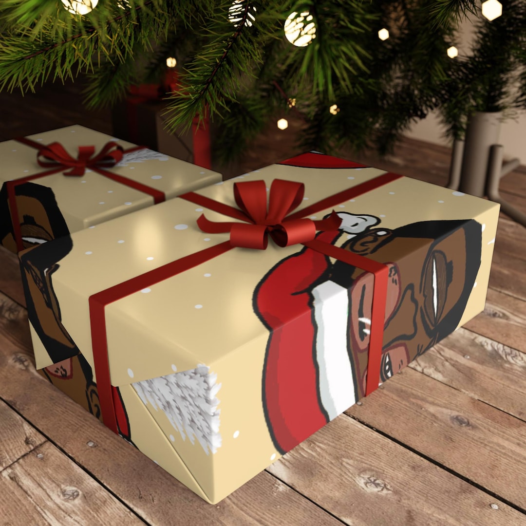 Guwop Santa Trap-inspired Holiday Gift Wrap Sheet - Unique Festive ...
