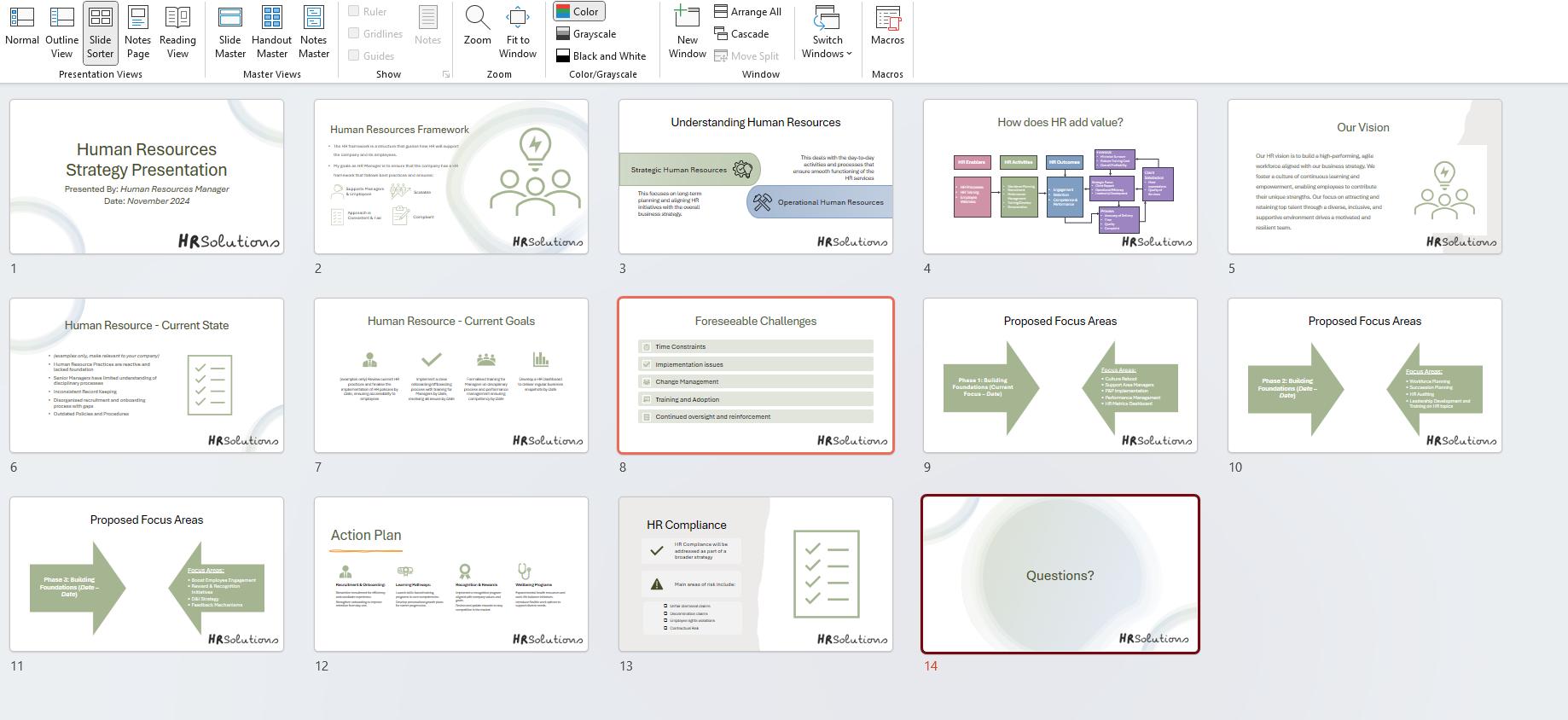 HR Strategy Presentation Template | Customizable Powerpoint (PDF & PPT ...