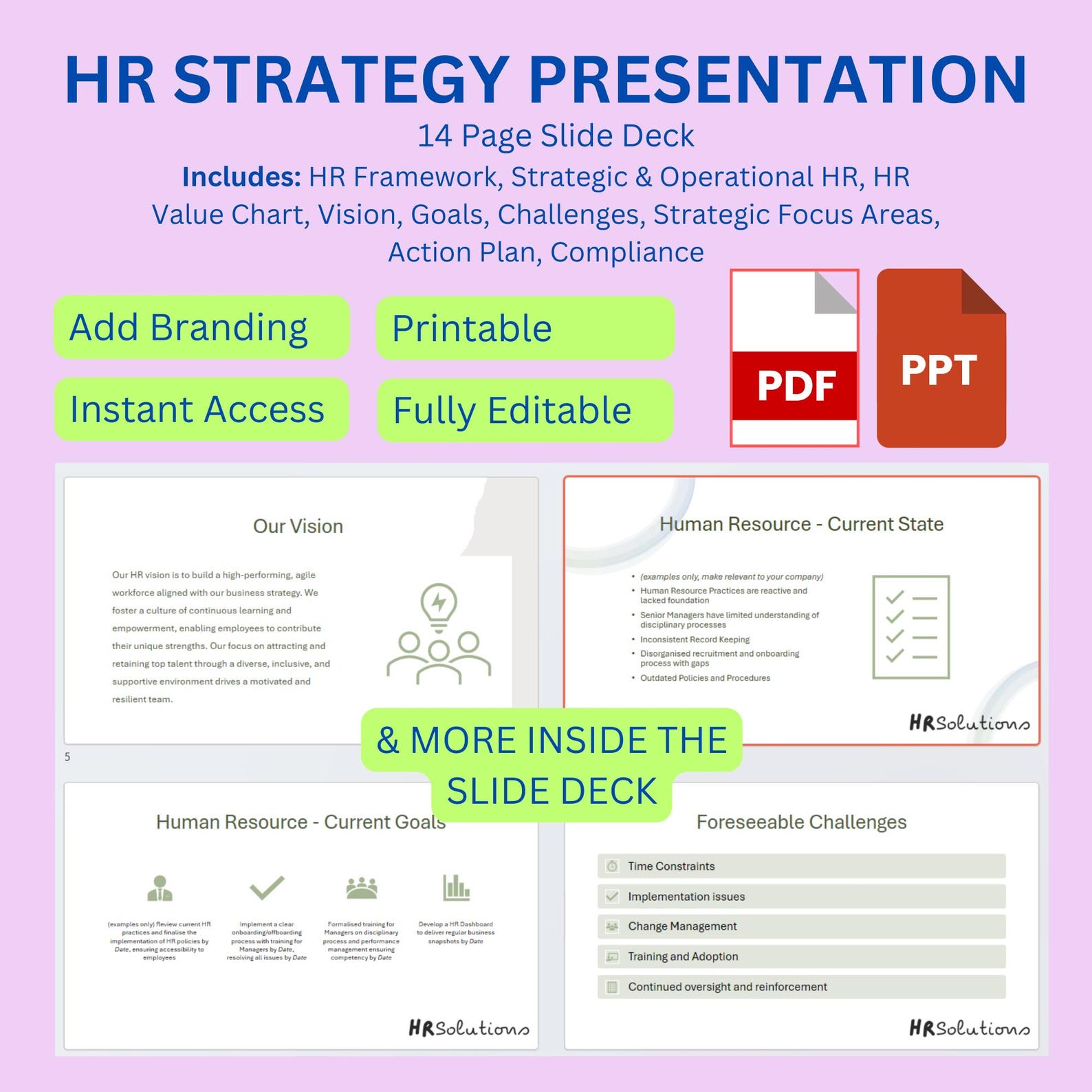 HR Strategy Presentation Template | Editable Human Resources Powerpoint ...