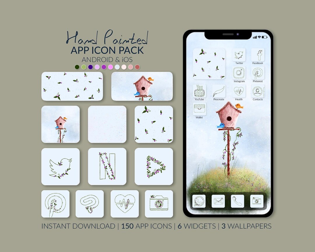 Summer Bloom APP ICON PACK Hand Painted Icons, Widgets, Wallpapers ...