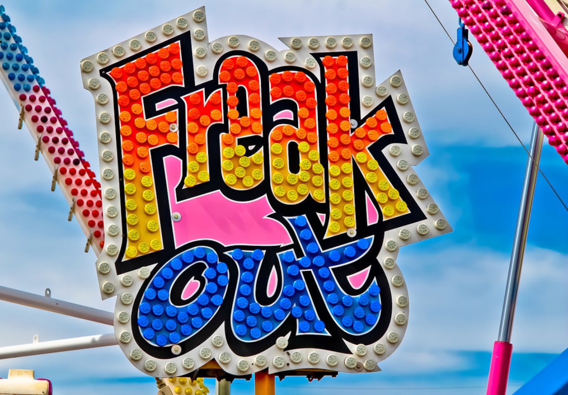 Freak Out Carnival Ride Neon Sign Fine Art Print or Canvas | Etsy