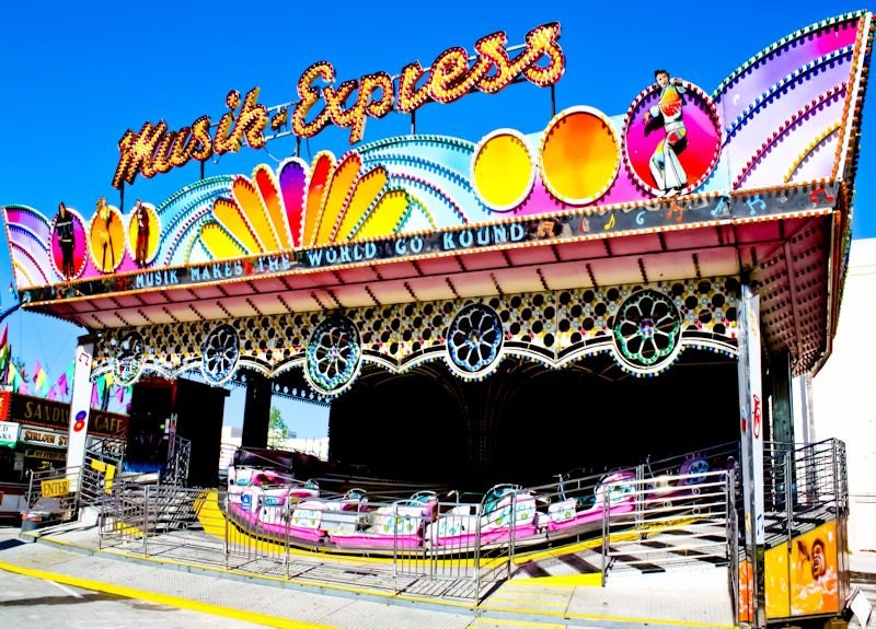 Wood & Linocut Prints Prints Music Express Carnival Ride Linoleum Block ...