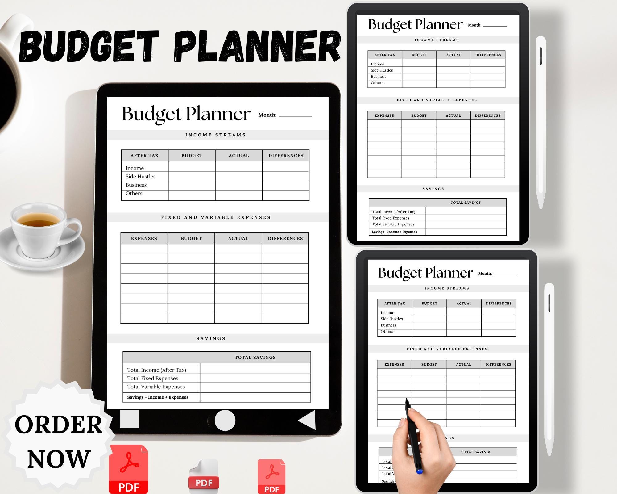 Monthly Budget Planner PDF, Clean and Professional Finance Organizer ...