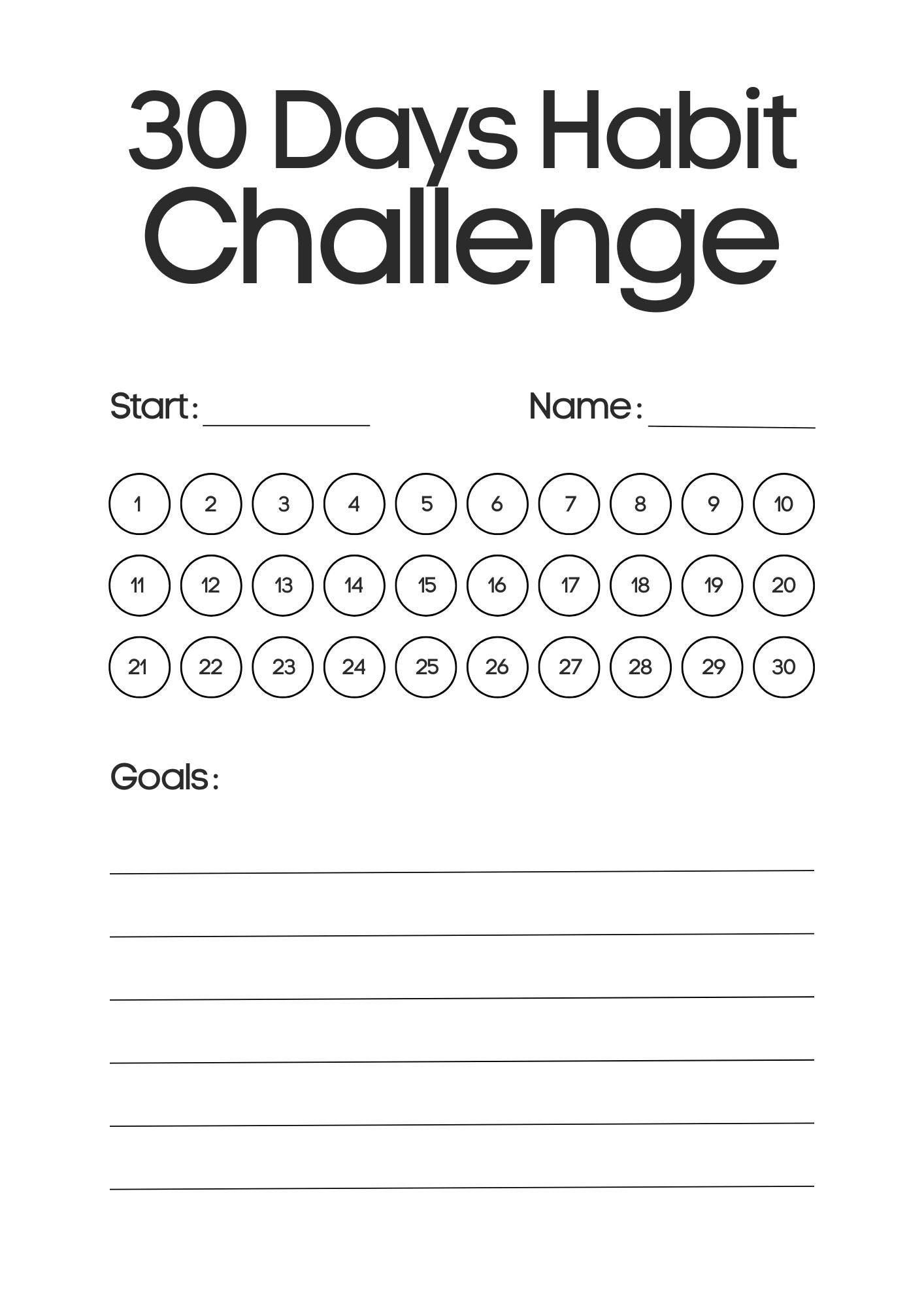 Downloadable Habit Tracker A4, 30-day Challenge Planner, Goal Setting ...