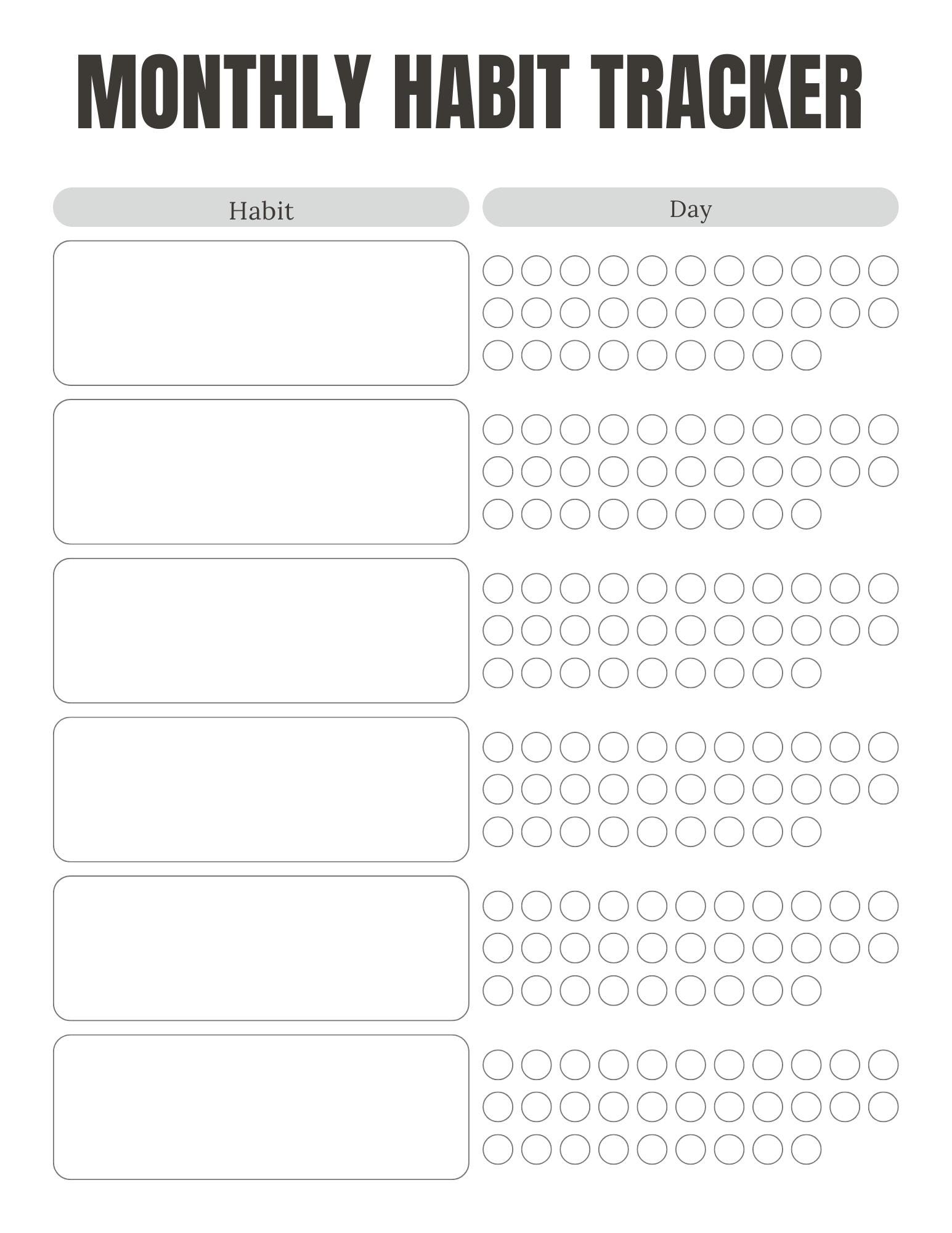 Monthly Habit Tracker PDF, Printable Goal Setting Tool, Aid for Self ...