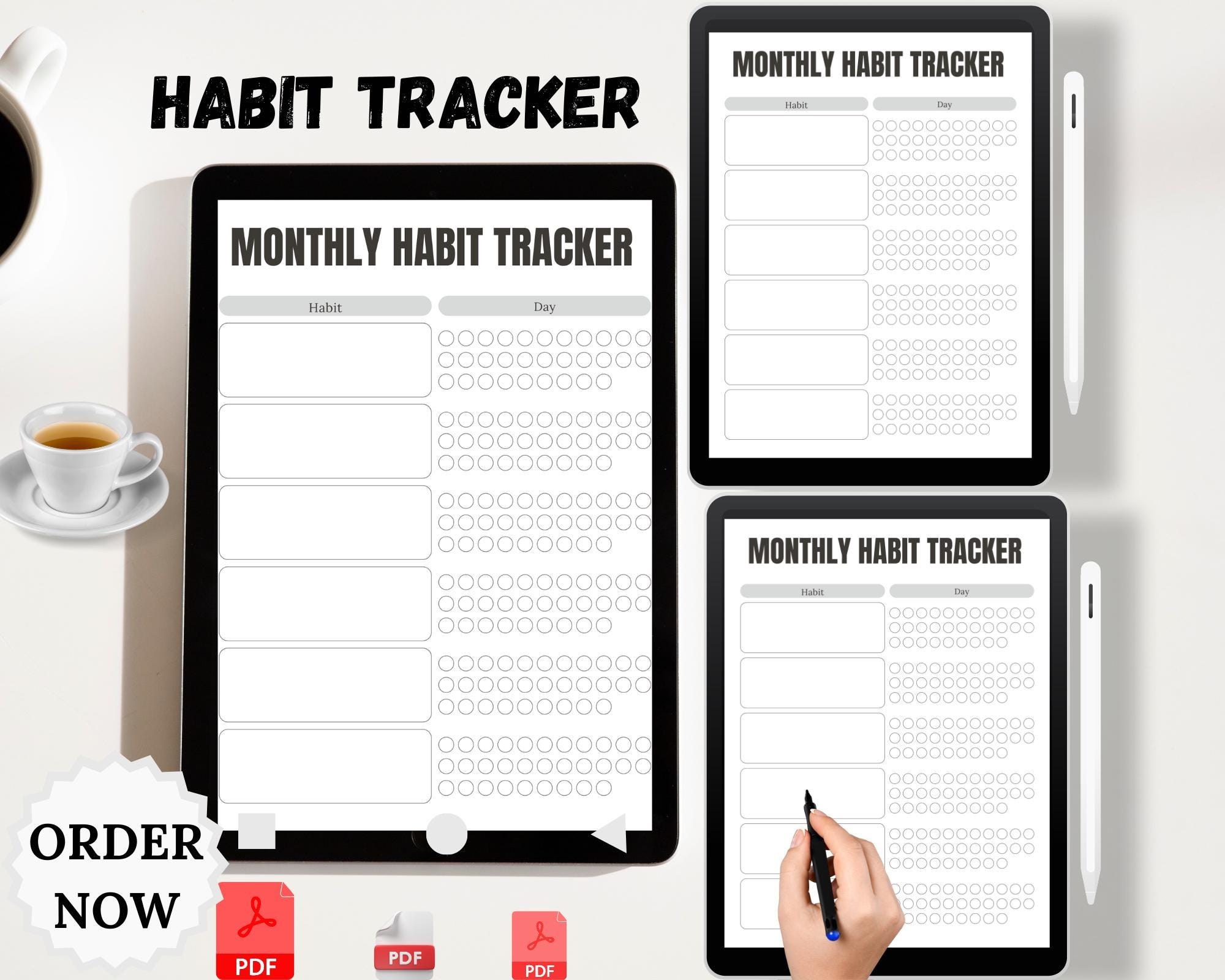 Monthly Habit Tracker PDF, Printable Goal Setting Tool, Aid for Self ...