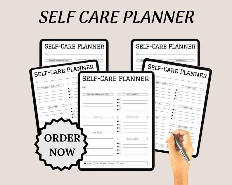 Self-care Checklist Planner PDF, Simple Illustrative Design, Daily ...