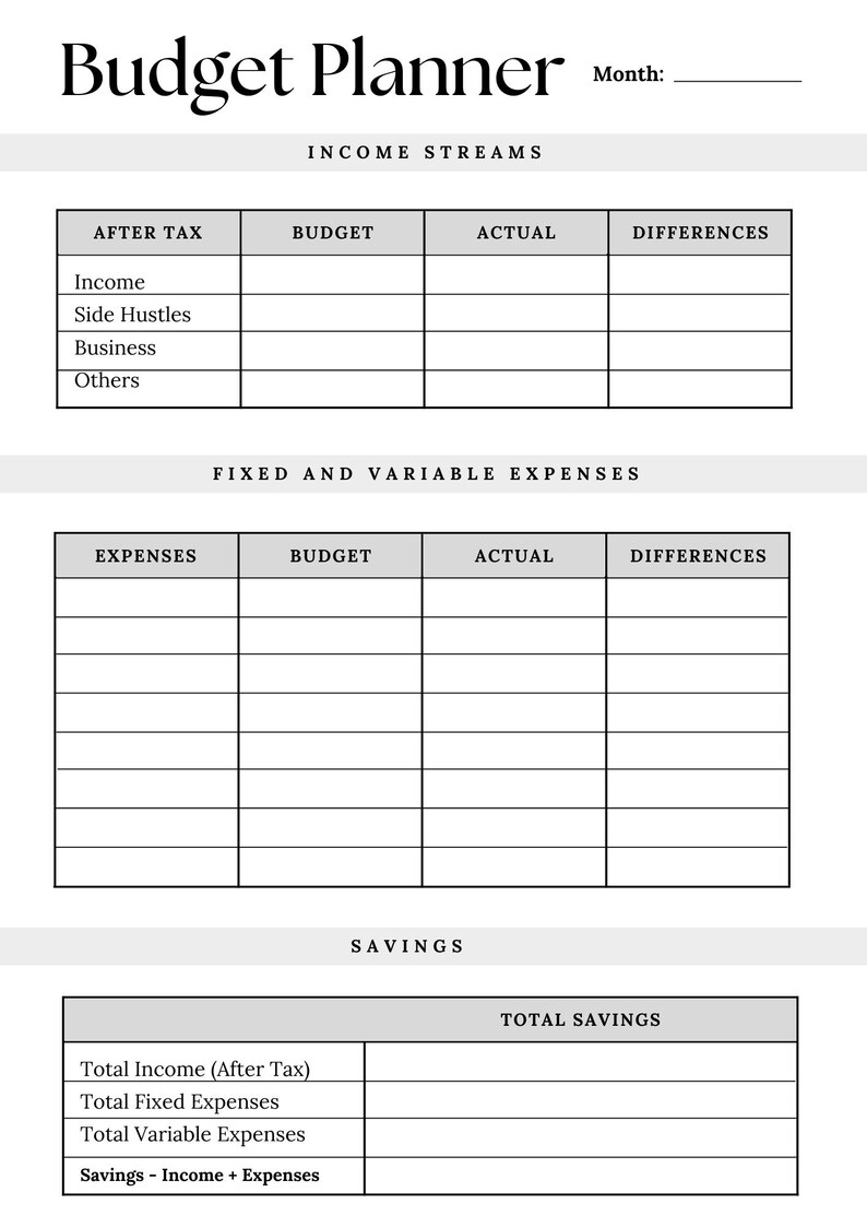 Monthly Budget Planner PDF, Clean and Professional Finance Organizer ...