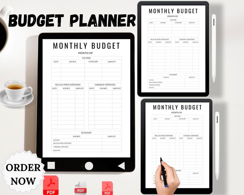 Editable Budget Planner PDF, Digital Finance Tracker, Personal Finance ...