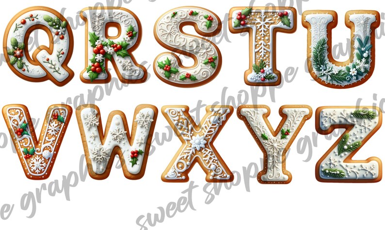 Christmas Cookie Clipart, Christmas Alphabet, Printable, Png ...
