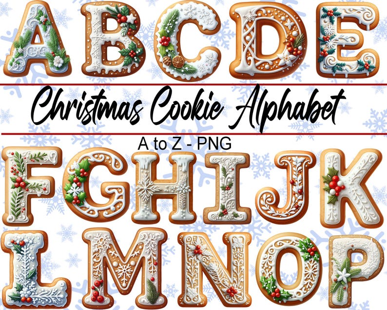 Christmas Cookie Clipart, Christmas Alphabet, Printable, Png ...