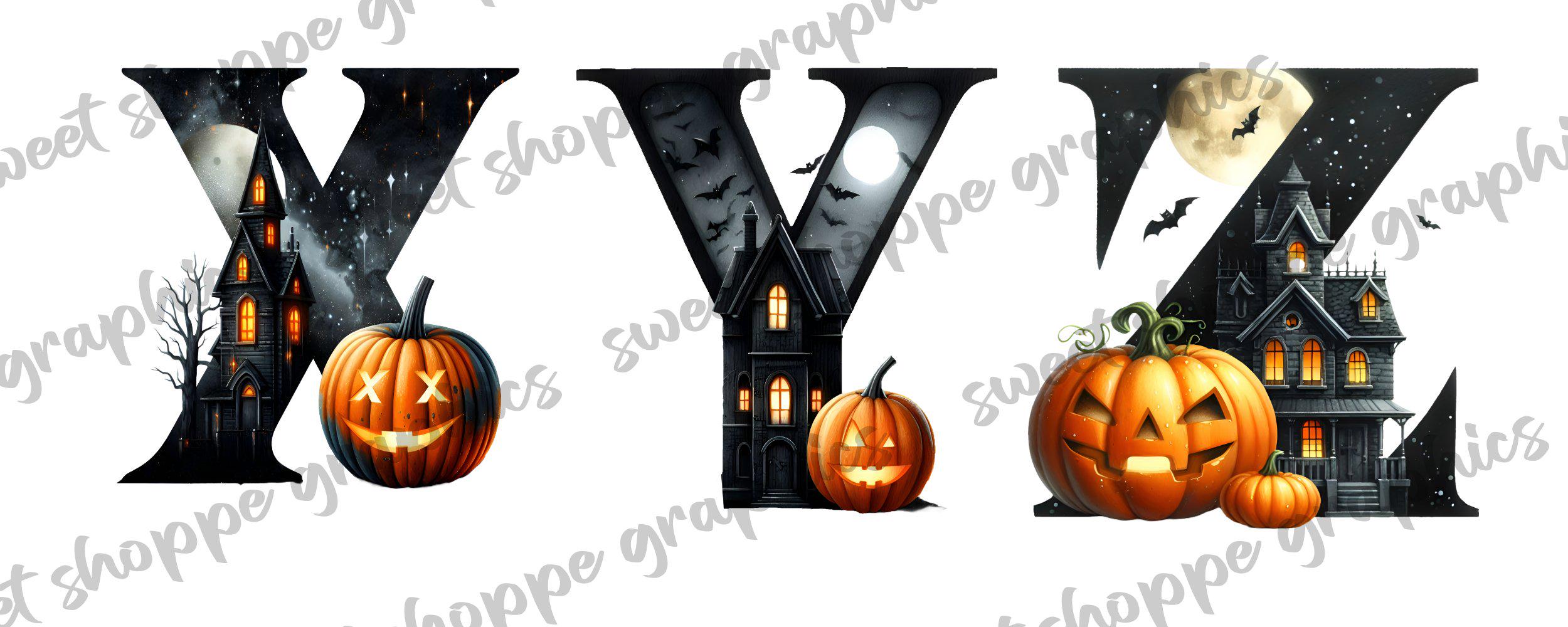 Haunted Alphabet Clipart, Haunted House Alphabet, Printable, Png ...