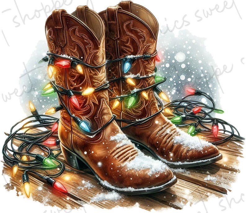 Country Christmas Watercolor Clipart, Transparent Background, Graphics ...