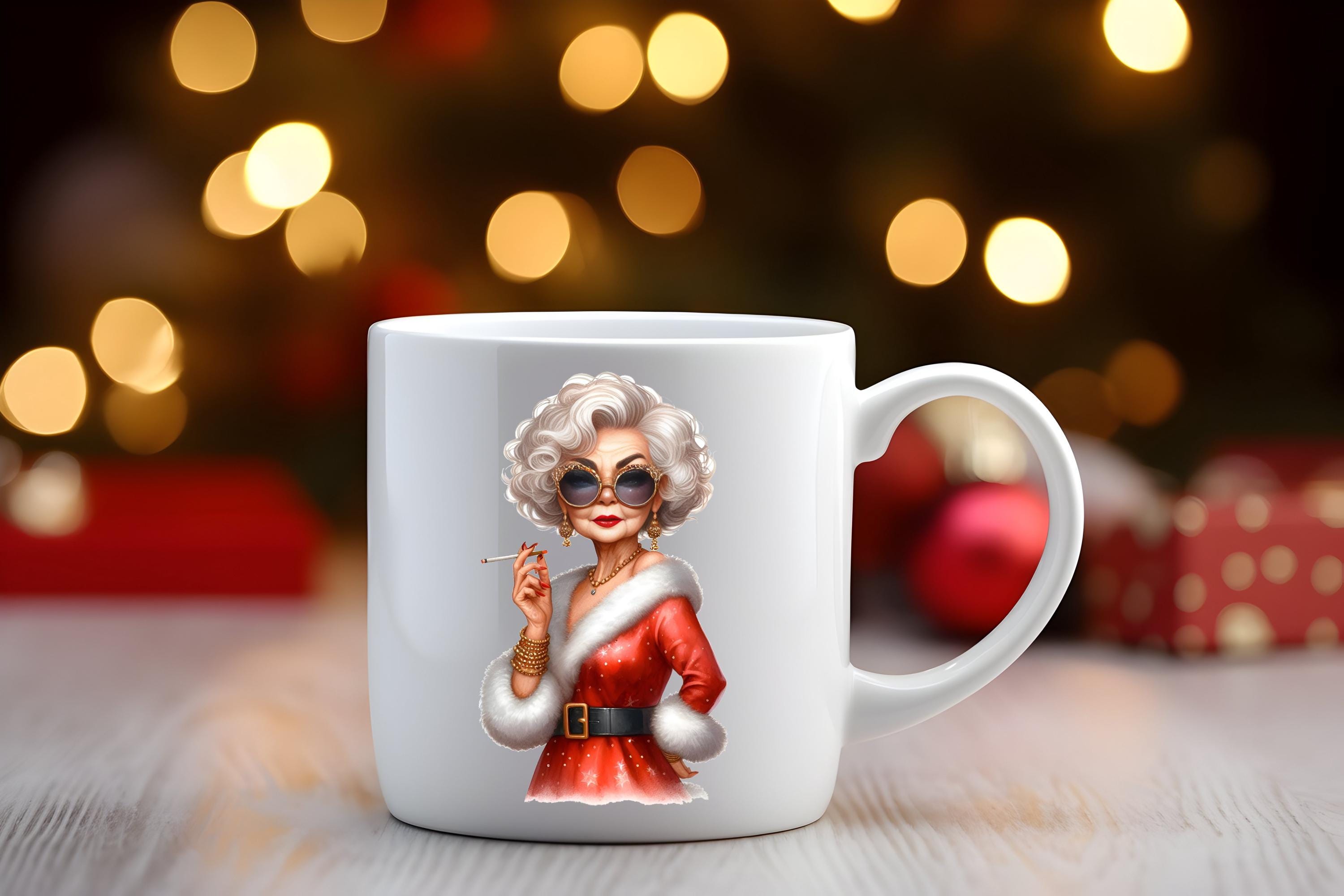 Glam-ma Christmas Watercolor Clipart, Transparent Background, Graphics ...