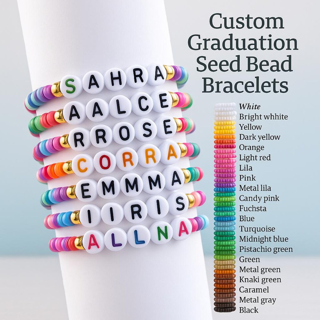 Graduation Name Bracelets 2025, Custom Senior Class Favors, Bulk ...