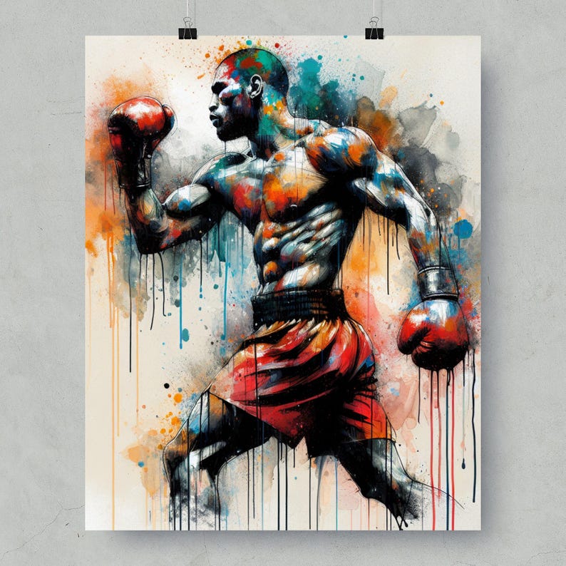 Watercolor Boxer Posters, Boxing Art Print, Sports Posters, Fighter ...