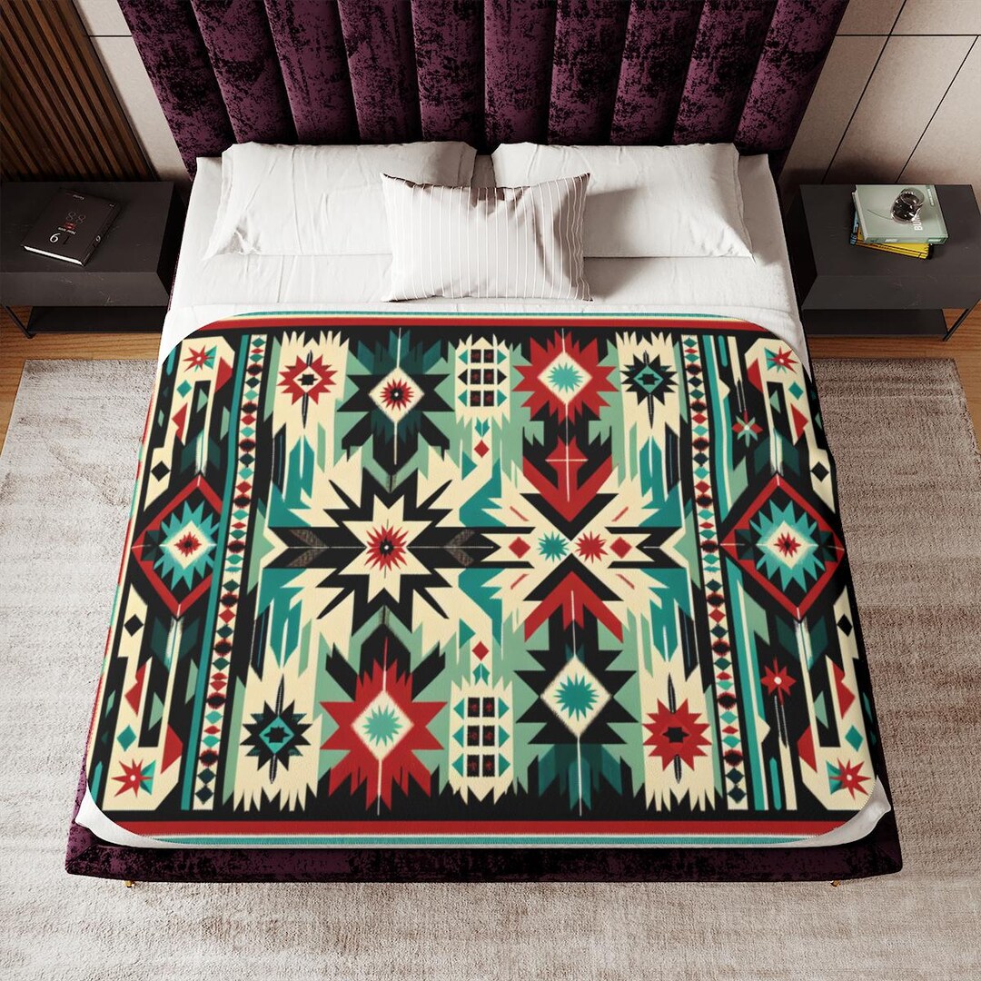 Geometric Navajo Blanket, Aztec Southwestern Design, Colorful Star ...