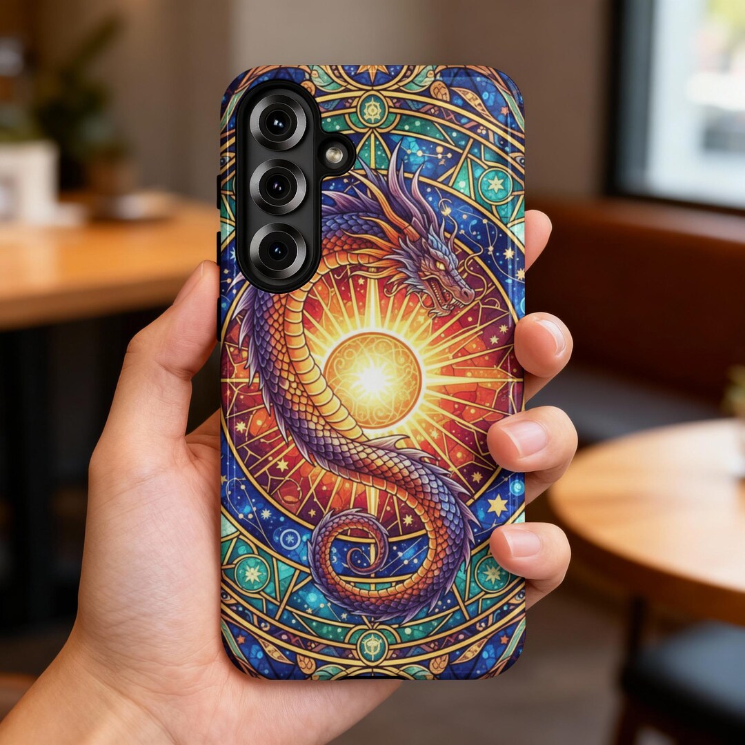 Samsung Phone Case, Dragon Zodiac, Stained Glass Art, Celestial Dragon ...