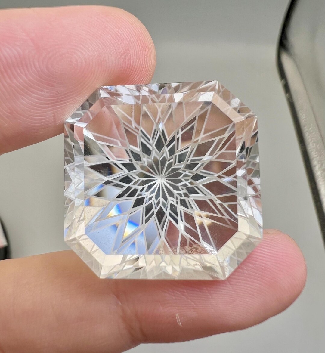 91.50 Carat Natural Quartz Flower Asscher Cut Gemstone From Katlang ...