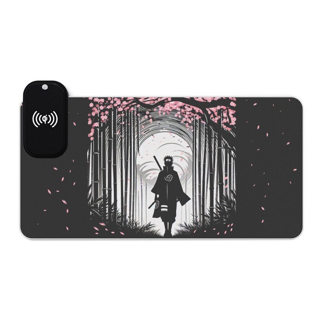 Gaming Mousepad, Naruto and Sakura Petals in Dark Forest, LED Mouse Mat ...