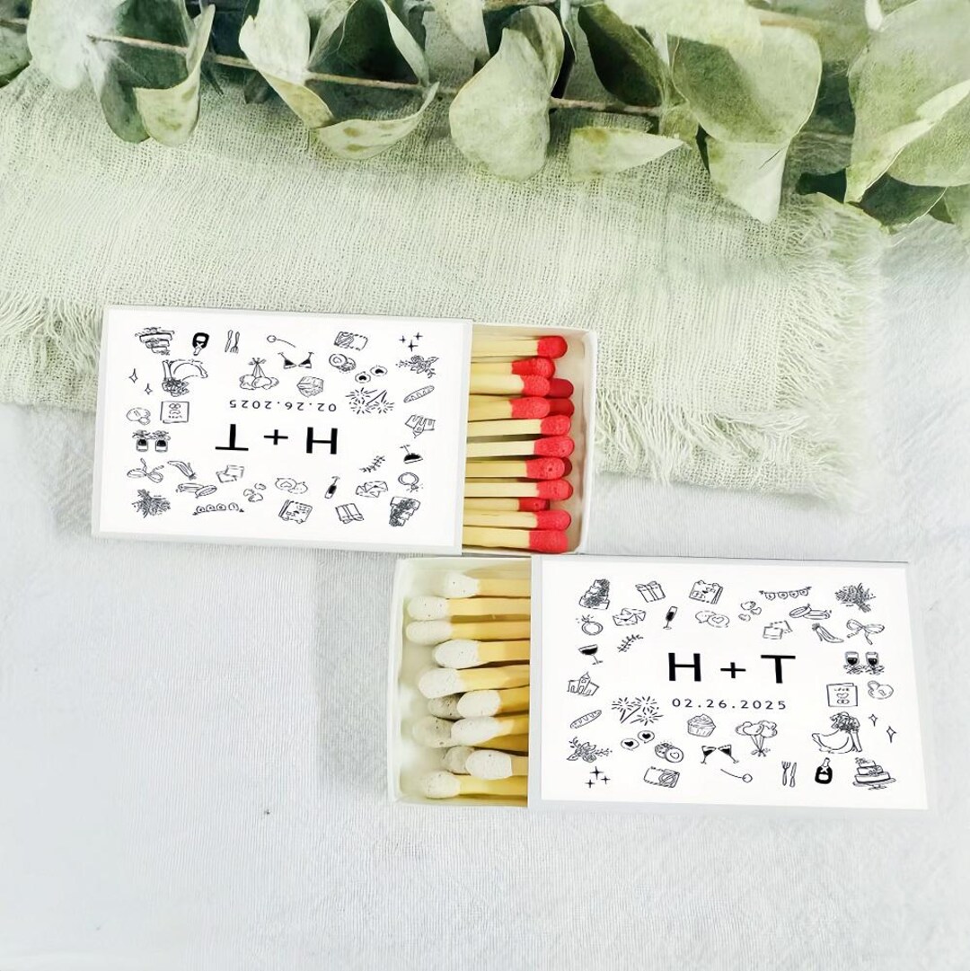 Custom Wedding Match Box, BULK SET OF 50 Personalized Wedding Shower ...
