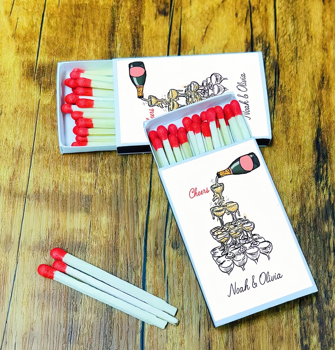 Custom Champagne Tower Match Box, Wedding Favors, Custom Wedding ...