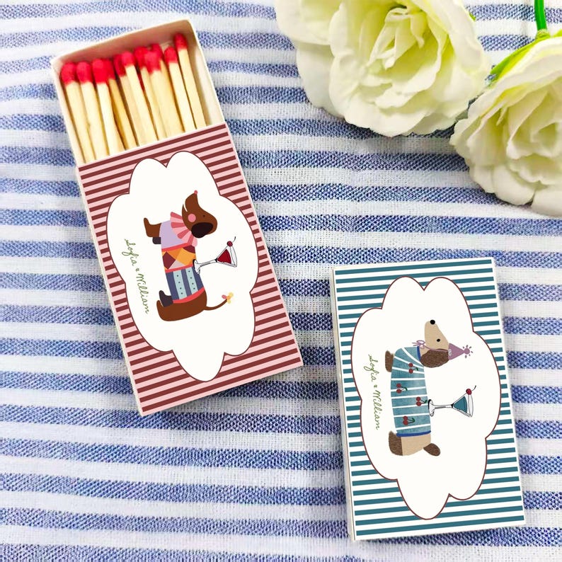 Striped Wedding Matches, Custom Matchbox Wedding Favors, Personalized ...