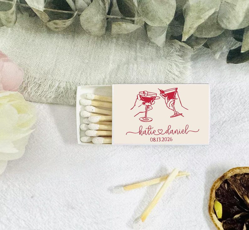 Personalized Cocktail Wedding Matchbox, Wedding Party Matches Favors ...