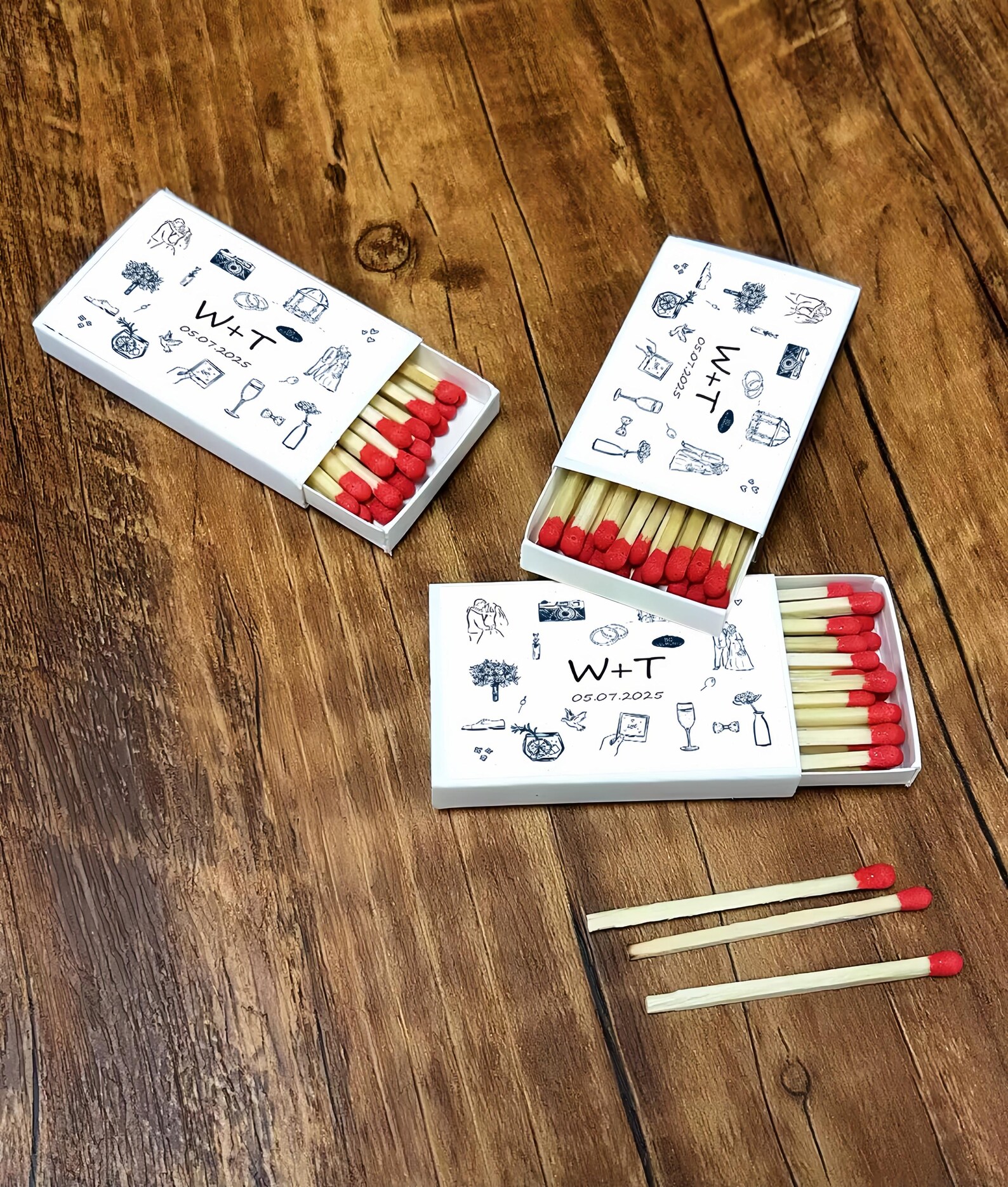 Custom Wedding Match Boxes, Wedding Favors, BULK SET OF 50 Personalized ...