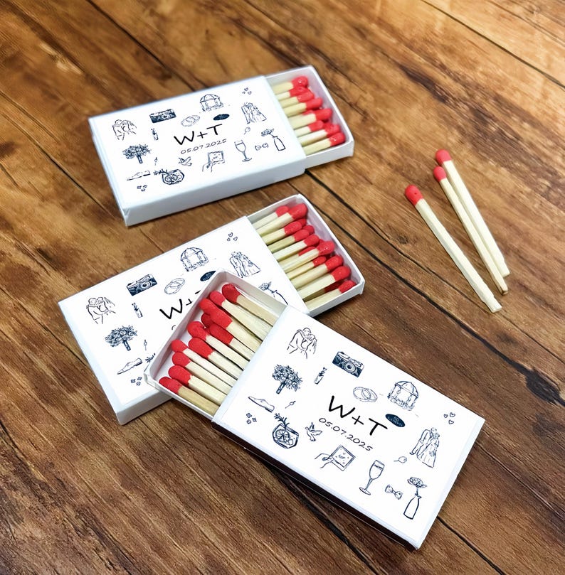 Custom Wedding Match Boxes, Wedding Favors, BULK SET OF 50 Personalized ...