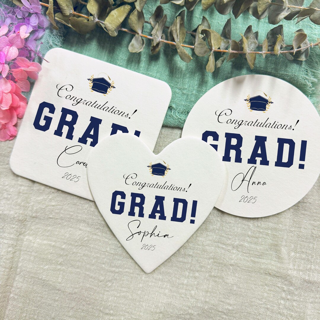 Custom Graduation Coasters Bulk, Graduation Party Favors, Congrats Grad ...