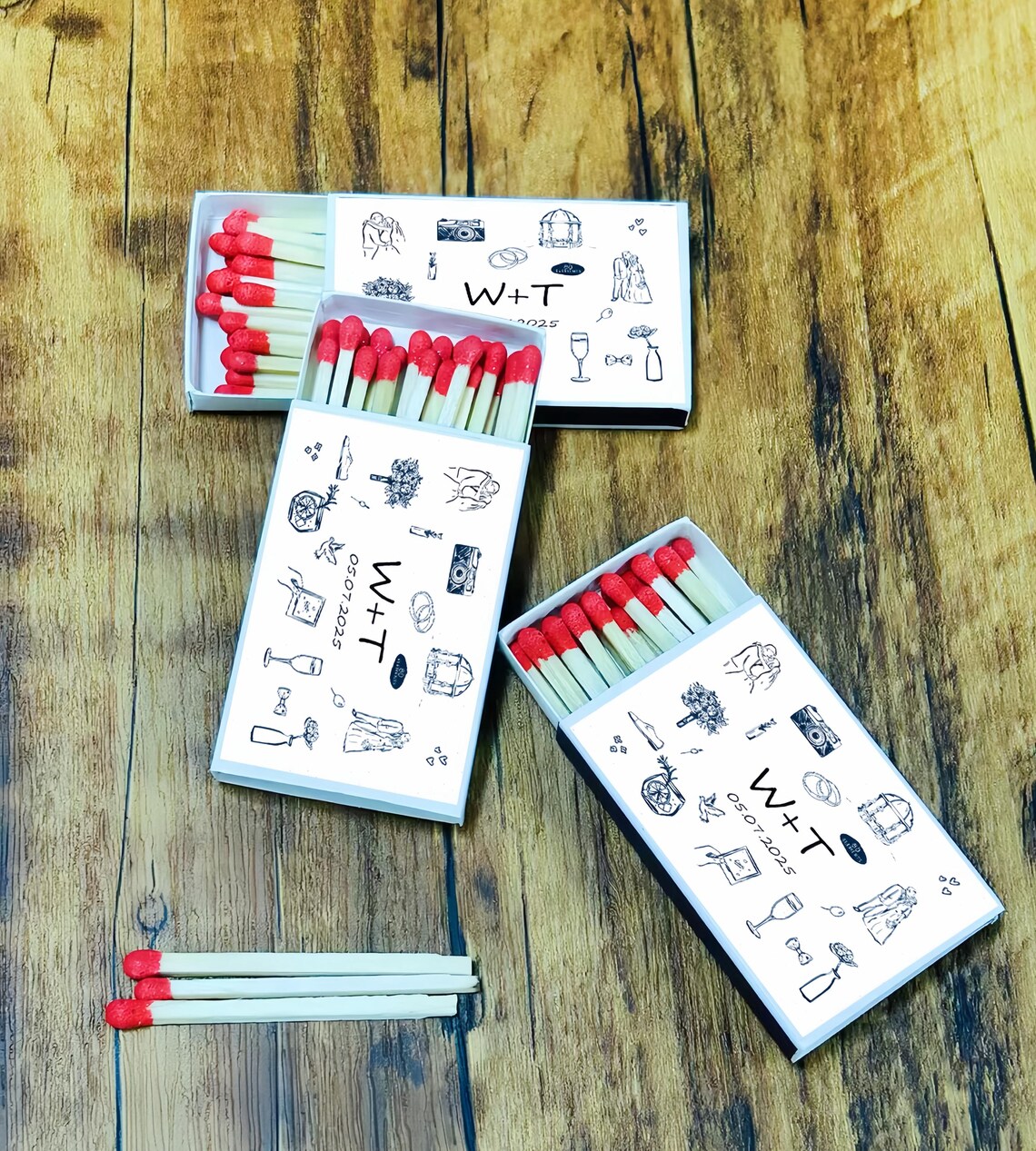 Custom Wedding Match Boxes, Wedding Favors, BULK SET OF 50 Personalized ...