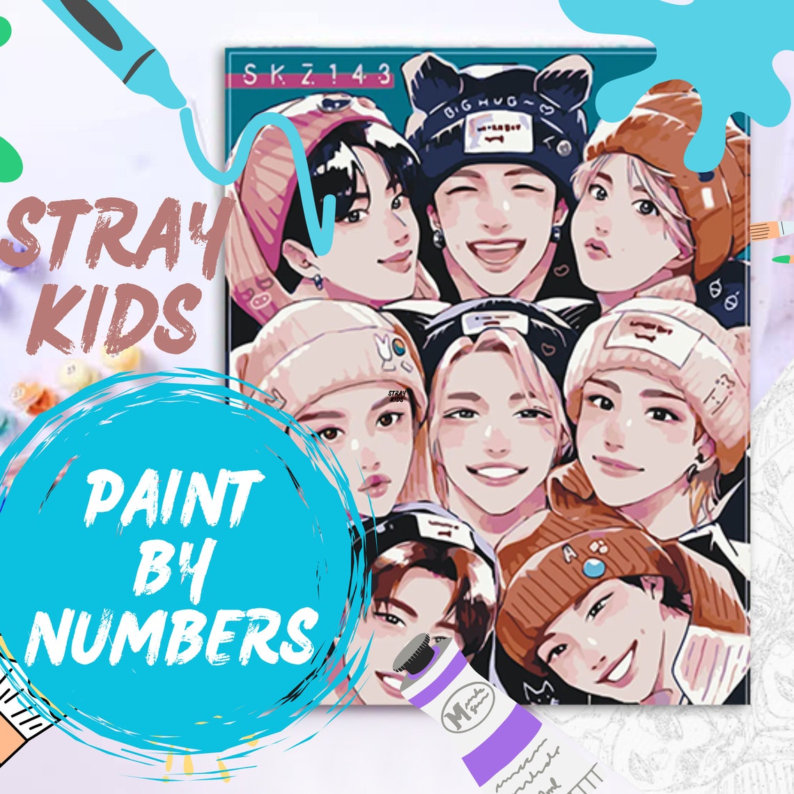 Stray Kids Paint by Numbers Kit: Kpop DIY Craft (50x40cm) - Etsy