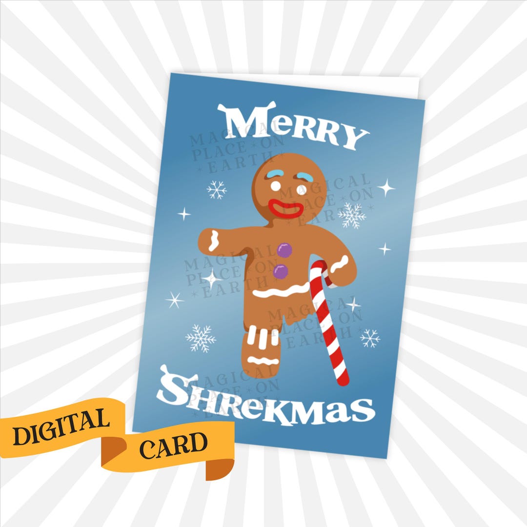 Gingerbread Man Christmas Card Digital Card Instant Download Greeting ...