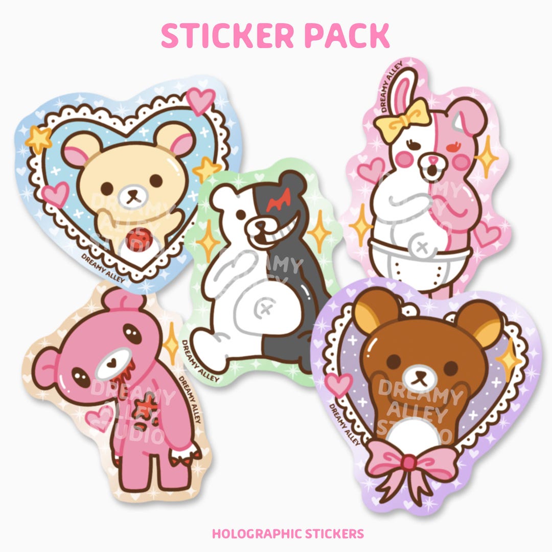 Cute Emo Bear · 5 Sticker Pack · Cute & Kawaii Stationery · Aesthetic ...