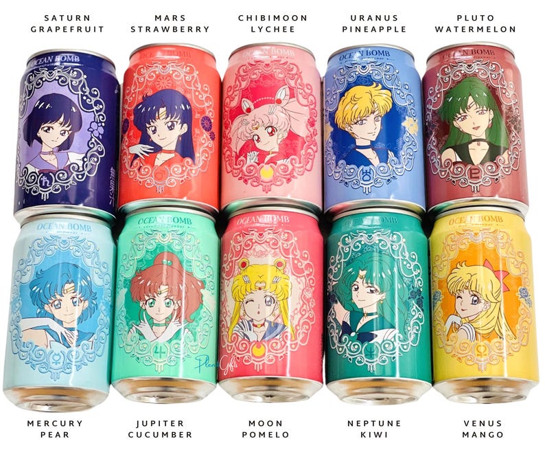 Ocean Bomb Sparkling Water Sailor Moon Soda Gift Box Anime Collectible ...
