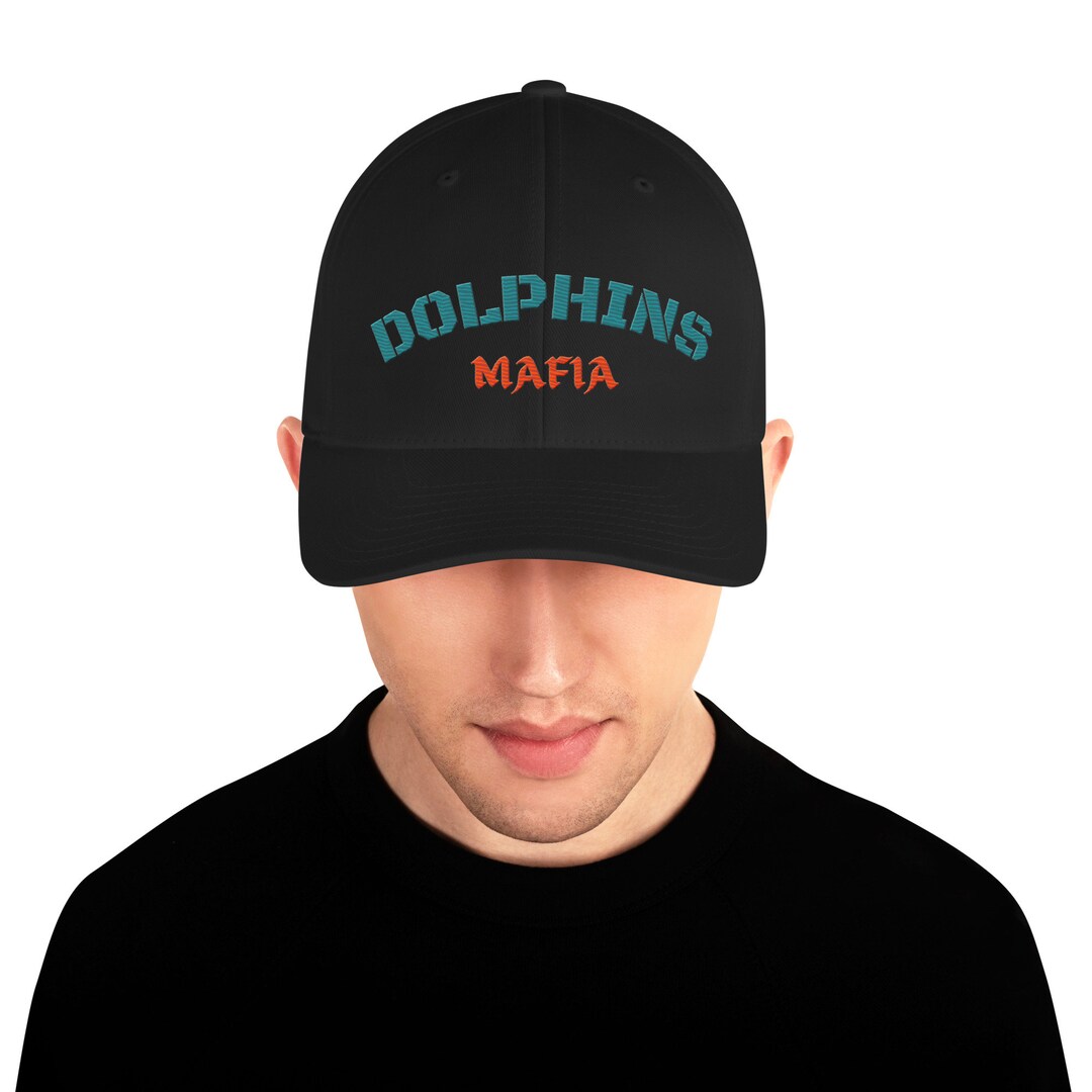 Dolphins Mafia Embroidered Fitted Structured Twill Cap - White and ...