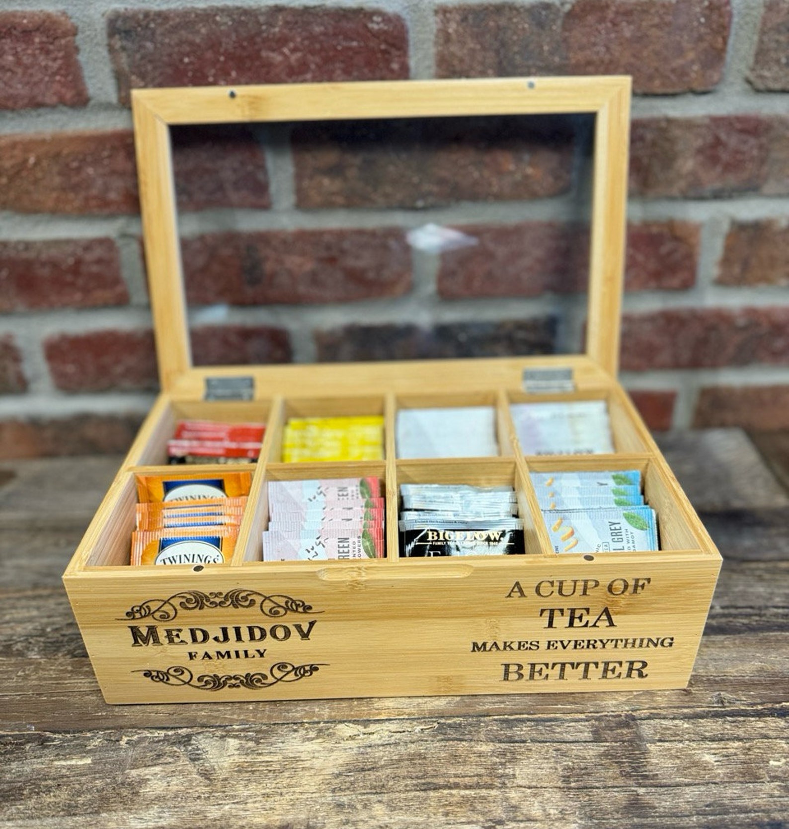 Personalized Tea Box - Bamboo Tea Set - Gift for Christmas - Tea Bag ...