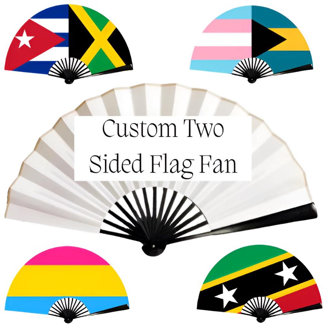 Two Sided Large Custom Personalized Folding Bamboo Clack Fan for Fete ...