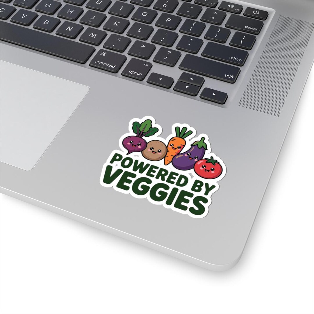 Powered by Veggies Sticker - Cute Kawaii Vegetable Vinyl Sticker, Vegan ...